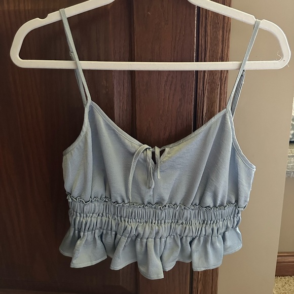 Cotton Candy | Tops | Satin Blue Cropped Top | Poshmark
